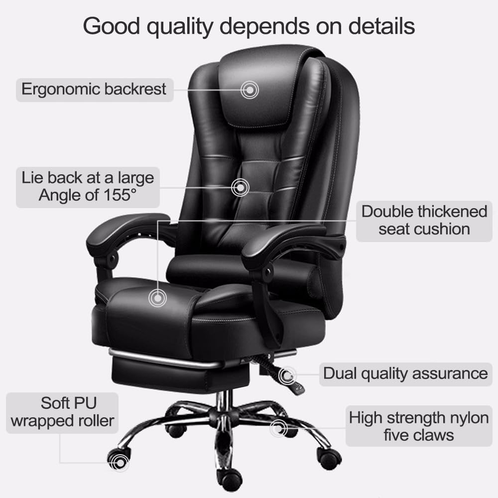 XUEGW Home Computer Chairs Office Gaming Chairs Big and Tall Desk Chair Back Support Computer Desk Chair Ergonomic High Back Chair Managerial Executive Desk Chair with Footrest Adaptive eeting Rooms