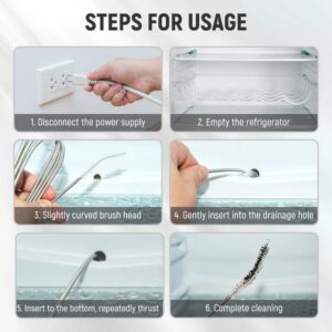 Car Drain Dredge Cleaning Scrub Brush, Stainless Steel Flexible Long Drain Brush, Elastic Nylon Cleaner Hose Tube Pipe Brush, Straw Cleaning Brush for Clearing Narrow Drains Gaps (Black Bristles)