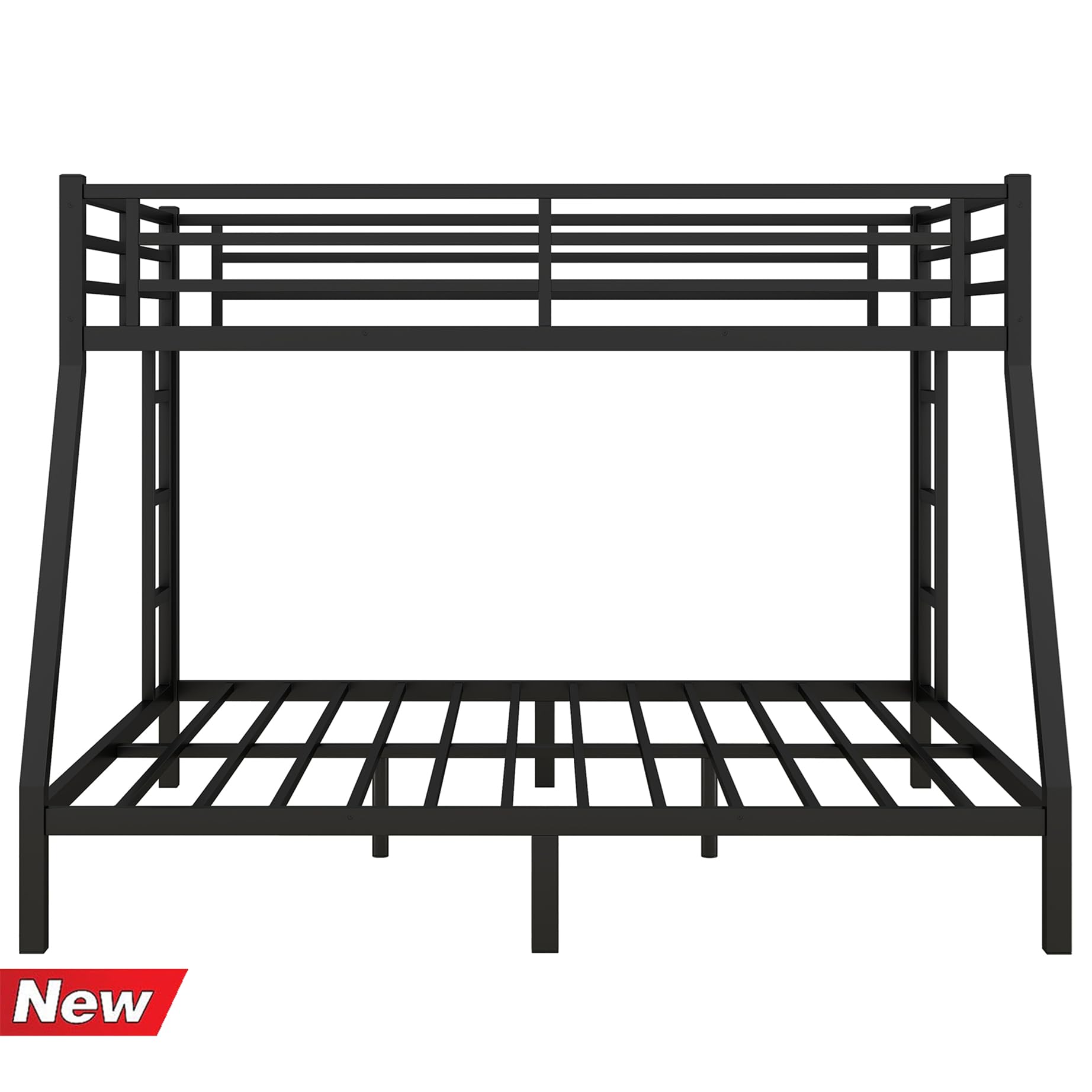 TIHWOALL Latest Upgrade & Stronger Metal Steel Bunk Bed Full XL Over King Size Bunkbed, Thickened More Stable Heavy Duty More Rust-Proof King Bunk Bed Frame (Easier Assembly) (Full XL Over King)