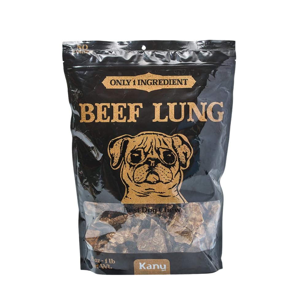 Kanu Pet Beef Lung Dog Treats, 1 lb - All-Natural, Single Ingredient Beef Lung, High in Protein, Vitamins, and Minerals, No Preservatives, Perfect for Training or Rewarding, Wholesome and Nutritious