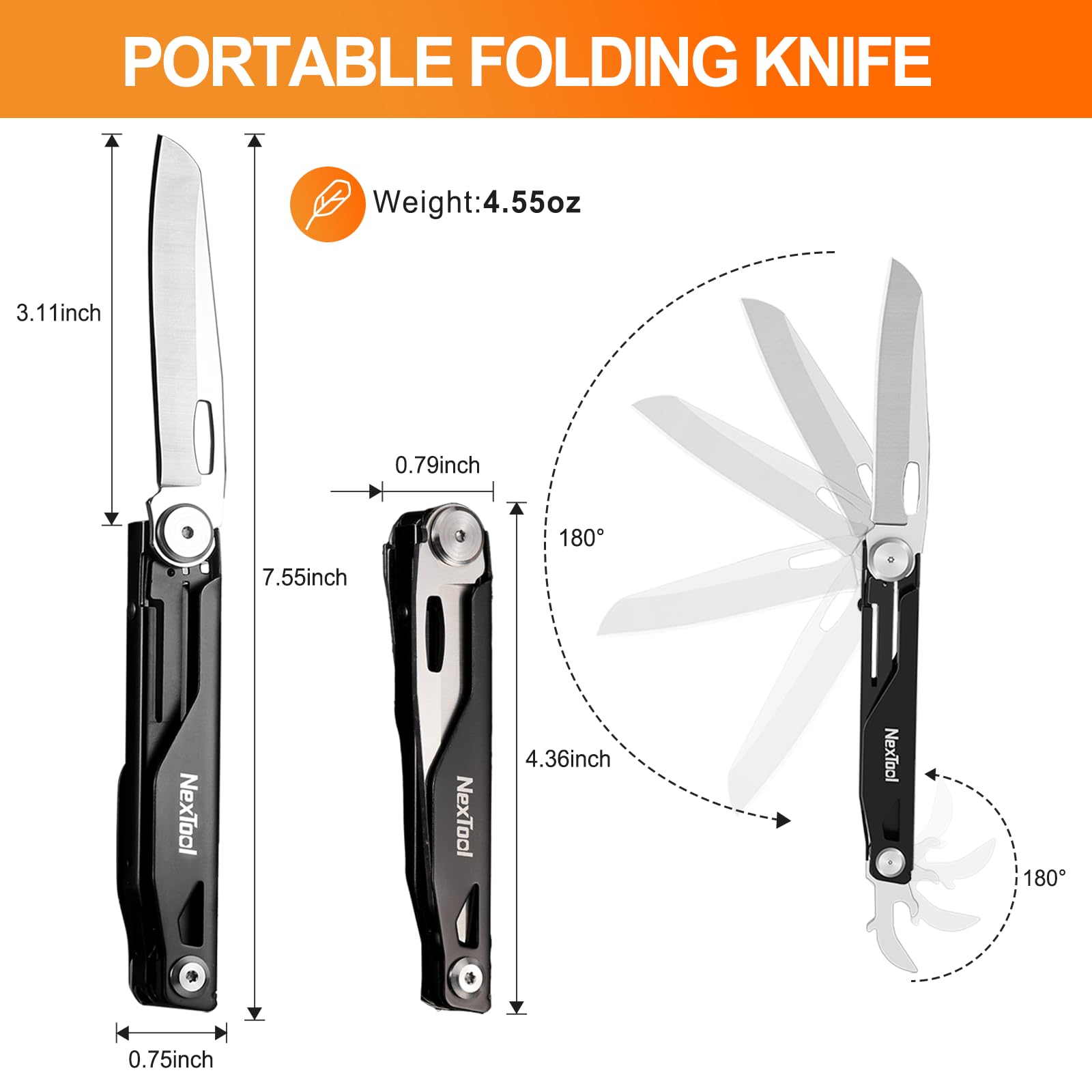 NexTool Multi Tool Pocket Knife, Folding Multitool Knife with Scissors, Screwdriver, Bottle Opener, 11 in 1 Multi-Tool One Hand Accessible with Safety Lokcing for Camping/Emergencies/EDC (Knight)