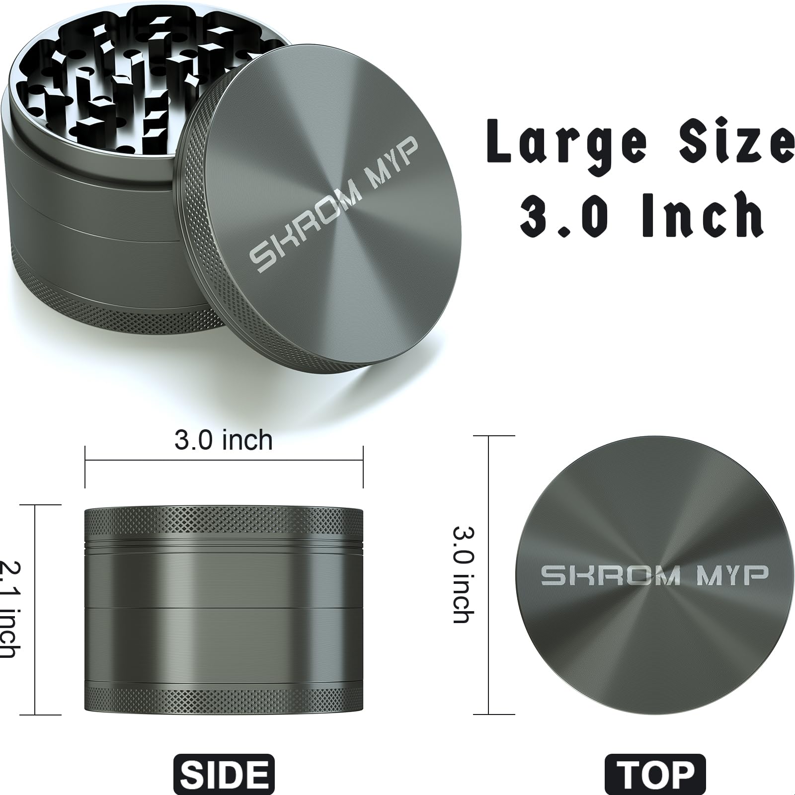 SKROM MYP Spice Grinder 3.0 Inch Aluminum Grey