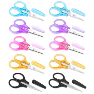 10pcs small scissors all purpose stainless steel detail scissors with protective cover mini detail craft scissors straight fine tips sewing scissors tiny scissors for embroidery knitting paper cutting