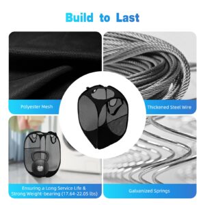 Foldable Laundry Mesh Basket Pop Up Hamper Collapsible Pop Up Laundry Basket Cylinder Mesh Laundry Hamper w/Wide Opening and Side Pocket, 22.05lbs Capacity