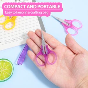 10Pcs Small Scissors All Purpose Stainless Steel Detail Scissors with Protective Cover Mini Detail Craft Scissors Straight Fine Tips Sewing Scissors Tiny Scissors for Embroidery Knitting Paper Cutting