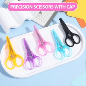 10Pcs Small Scissors All Purpose Stainless Steel Detail Scissors with Protective Cover Mini Detail Craft Scissors Straight Fine Tips Sewing Scissors Tiny Scissors for Embroidery Knitting Paper Cutting