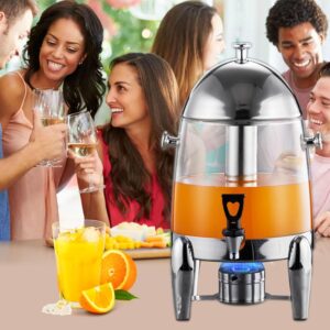 12L Stainless Steel Juice Dispenser Beverage Dispenser with Spigot Coffee Urn Hot Or Cold Drinks Dispenser for Parties Buffet Catering