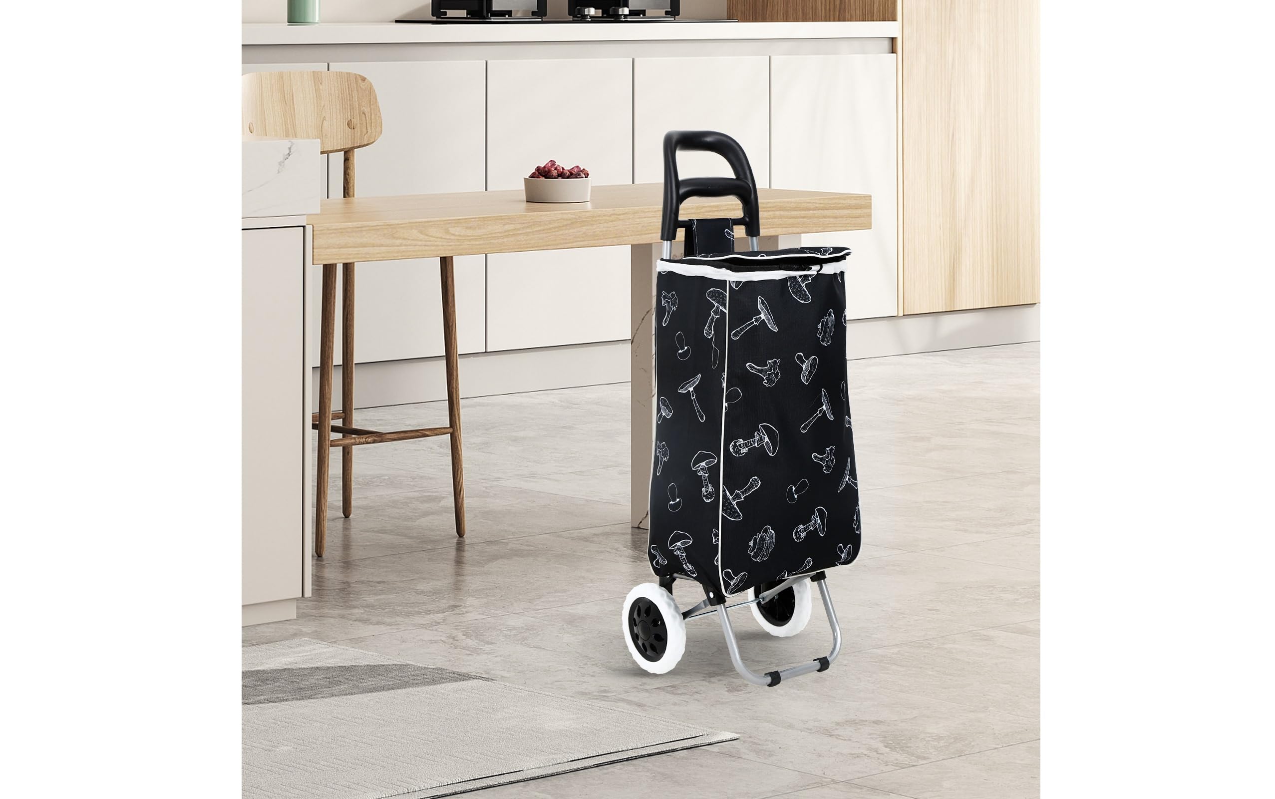 Shopping Truck Folding Grocery Wheels Cart Foldable Shopping Bag Hand Truck 37 inch Handle Height Storage 13.77'’x11''x37'' (05BY)