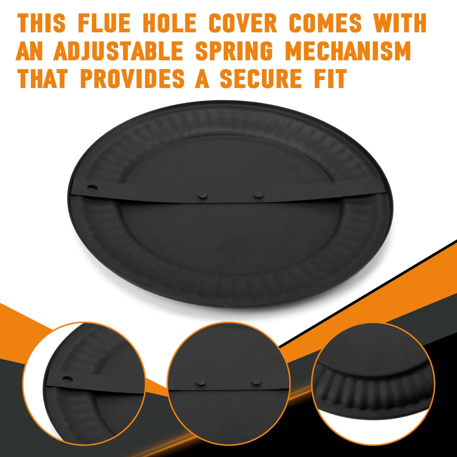 Adjustable Flue Stopper Replacement Furnace Flue Hole Cover Cap, Chimney Stove Pipe Hole Cover 6719900 Fits 6" 7" 8" Flue Wall Openings