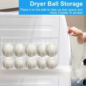 10 XL Large Dryer Ball Holder for Laundry Room Dryer Ball Organization, Magnetic Lint Bin for Laundry Room Wool Dryer Ball Organizer, Iron Dryer Ball Container for Laundry Room Storage（White）