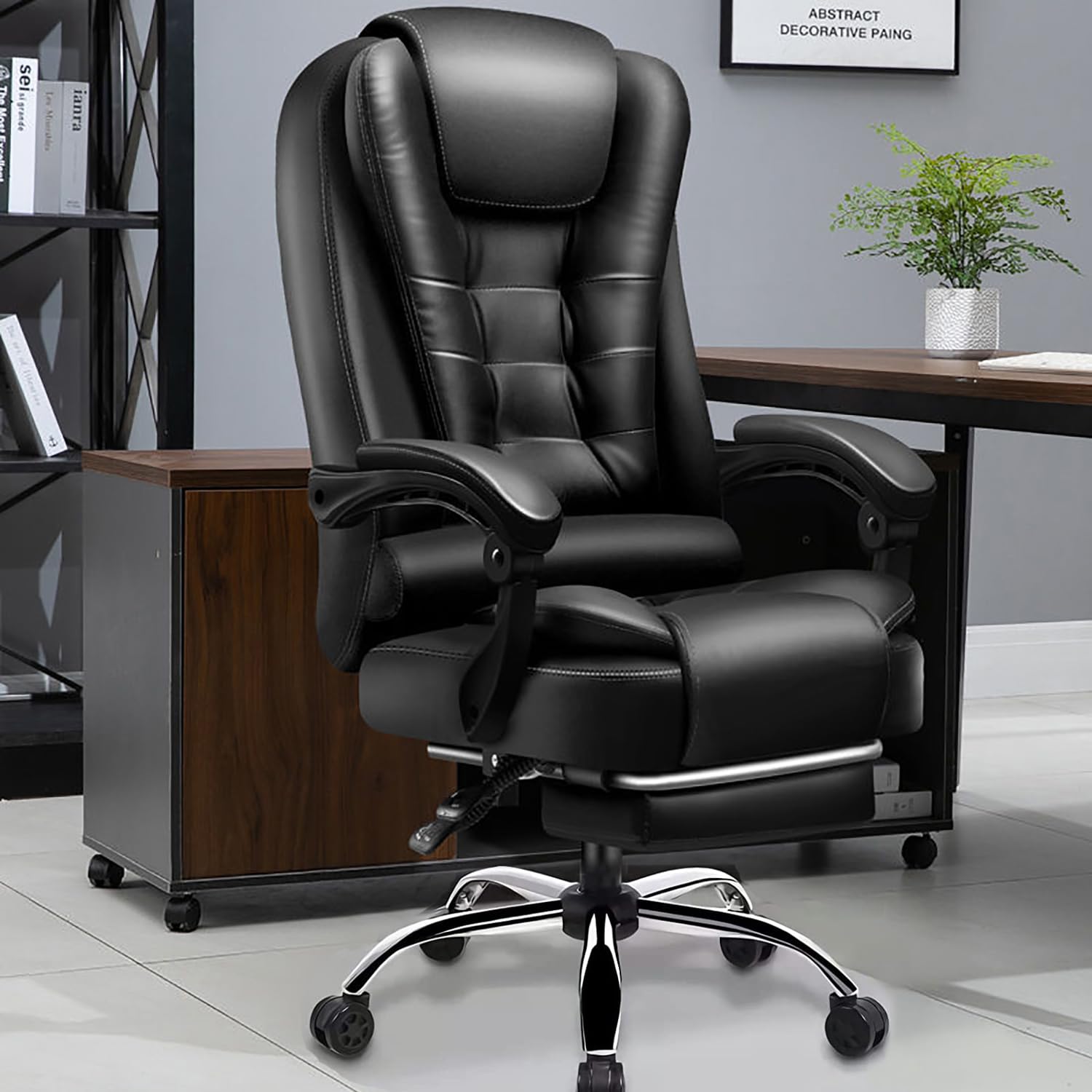 XUEGW Home Computer Chairs Office Gaming Chairs Big and Tall Desk Chair Back Support Computer Desk Chair Ergonomic High Back Chair Managerial Executive Desk Chair with Footrest Adaptive eeting Rooms