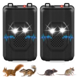 rodent deterrent for cars,2 pack car rodent repellent under hood with ultrasonic and strobe light to keep rodents squirrels out of car,battery operated rodent repellent for car engines rv garage