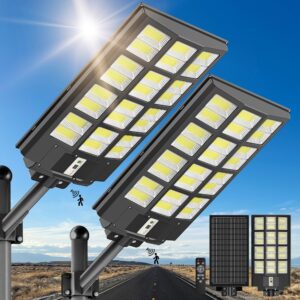 Sunwish 4200W Solar Parking Lot Lights and 2000W Wide Angle Solar Street Lights Outdoor Commercial Dusk to Dawn