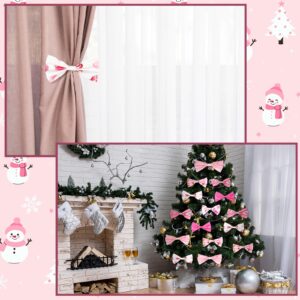 HunnmingRe 12 Pcs 18 x 22 Inch Christmas Fat Fabric Bundles Milk Fabric Silk Bundles Winter Xmas Tree Snowflake Deer Pre Cut Square Sheet Quarters by The Yard for DIY Sewing Crafting(Pink,Santa)