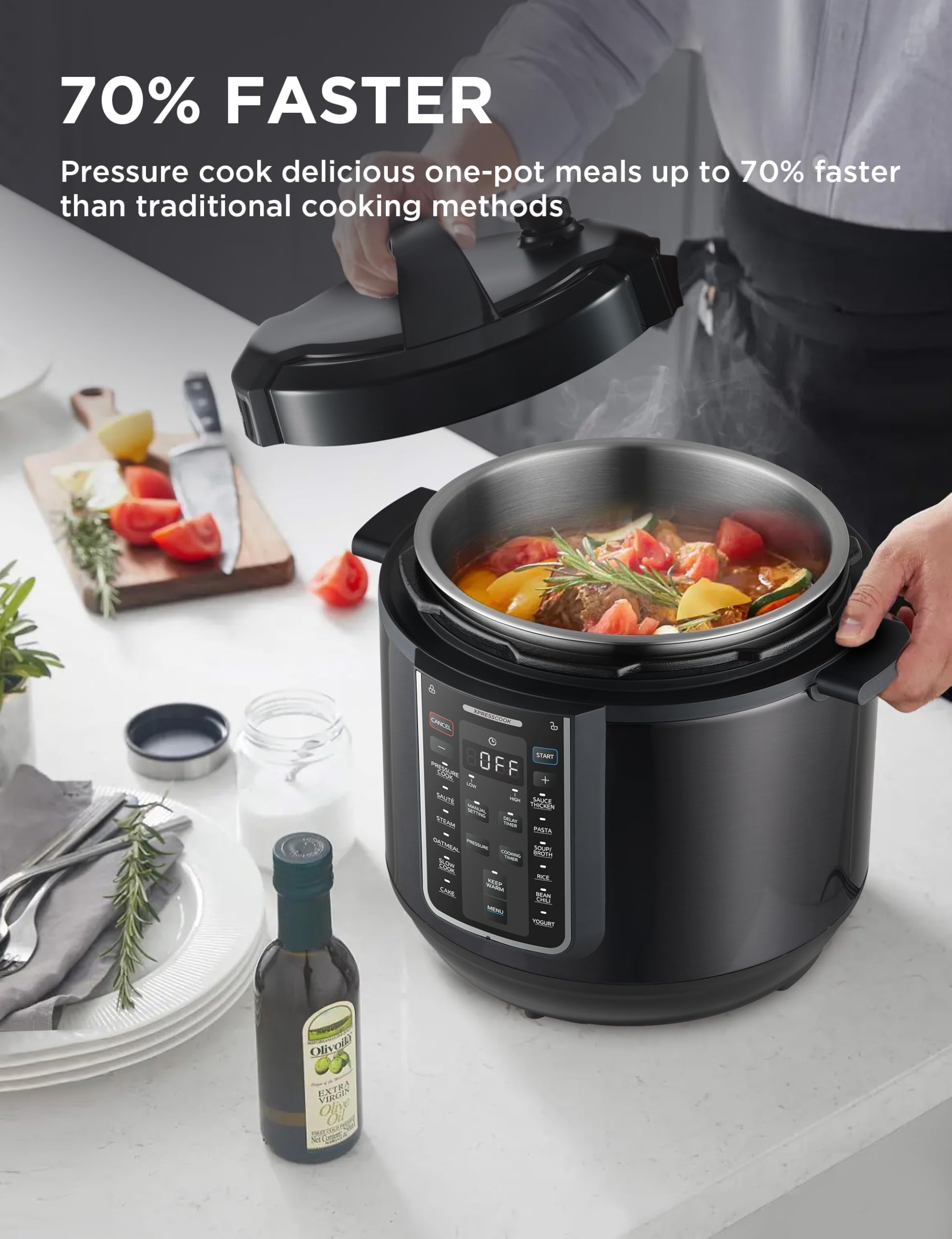 Midea 12-in-1 Electric Pressure Cooker, 8 Quarts, 12 Presets, Multi-Functional Programmable Slow Cooker, Rice Cooker, Steamer, Sauté Pan, Yogurt Maker, and More, Stainless Steel