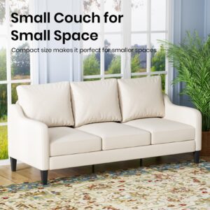 Luxury 72" Comfy Sofa Couch with Spring Cushion Comfy Upholstered 3 Seater Sofa Love-Seat Sofas & Couches with Deep Seat And Ultra Thick Cushion Compact Small Couch for Bedroom Apartment Office Beige