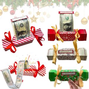 christmas surprise money pull pouch, 4pcs surprise money pull pouch, surprise pull out money gift box, diy christmas kit, cash gift pouch, christmas party gifts money box for cash pull (a)