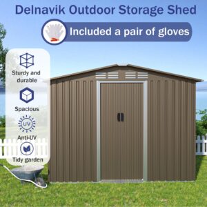 Rwnnad 8'X6' Outdoor Metal Storage Shed Waterproof, Shed Storage House with Double Doorknobs and Air Vents Waterproof Sheds Cabinet for Patio and Outside