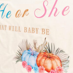 ZAIBIANHAO HE or SHE What Will Baby Be Gender Reveal Party Decal - Halloween Pumpkin Themed Shower Party Wall Decal Sign,Thanksgiving Stickers Decoration for Balloon Arch (Pumpkin He or She Decal)