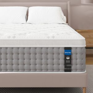 sleepmax queen mattress 14 inch - hotel-collection hybrid mattress pain relief - deep sleep mattress extra lumbar & hip support - motion-isolation bed in a box, certipur-us certified, 365-night trial