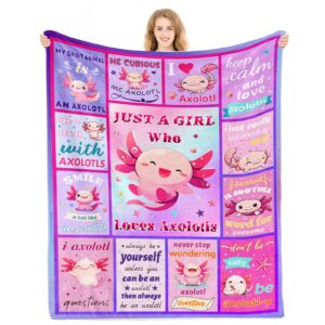 axolotl blanket, axolotl gifts, gifts for axolotl lovers, axolotl gifts for girls, just a girl who loves axolotls, salamander gifts, axolotl stuff, axolotl throw blanket on birthday christmas 50x60 in