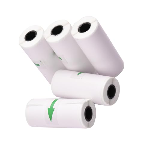 YDuupxe 5Pcs Thermal Sticker Paper White Self Adhesive Rolls 57 * 25mm Mini Printer Receipt Papers Used for Photo Label Small Ticket Printing (Adheisve)