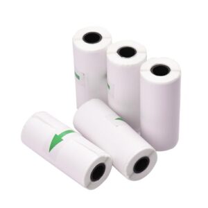 yduupxe 5pcs thermal sticker paper white self adhesive rolls 57 * 25mm mini printer receipt papers used for photo label small ticket printing (adheisve)