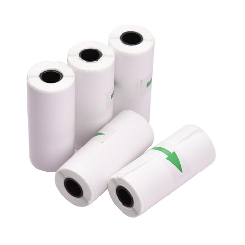 YDuupxe 5Pcs Thermal Sticker Paper White Self Adhesive Rolls 57 * 25mm Mini Printer Receipt Papers Used for Photo Label Small Ticket Printing (Adheisve)