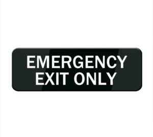 emergency exit only sign, self adhesive sign for door or wall 10 x 3 inch quick and easy installation premium acrylic design for your home office/business