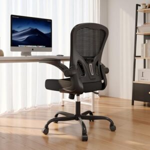 Office Chair, Ergonomic Desk Chairs 330LBS Capacity High Back Mesh Computer Chair with Flip-up Armrests, Comfy Work Chair with Adjustable Lumbar Support, Rolling Swivel Executive Task Chair Black