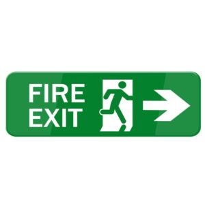 FZQDMT Fire Exit Sign For House (With Strong Adhesive Tape), 3" X 10" Premium Durable For Home & Office,Acrylic Signs For Front Door/Wall/Window, Clear And Easy To Read