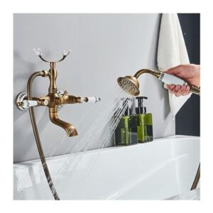 Luxury Bathtub Faucet Dual Handle Handheld Bath Shower Mixer Tap with Hand Shower Wall Mount Swivel Spout Tub Sink Mixer Faucet,Kitchen Sink Faucet