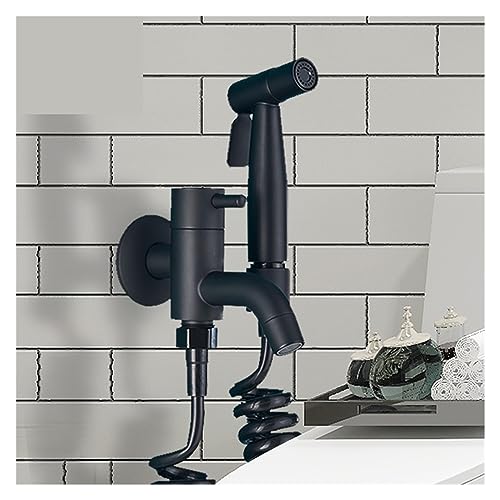 Matte Black Bathroom Bidet Faucet Wall Mount Lavatory Mop Cleaning Faucet Swivel Bath Spout Toilet Bidet Hot and Cold Mixing Faucet