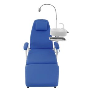 KUMOYOU Portable Foldable Den tal Patient Chair, Freestanding Patient Chairs with Operating LED Lamp & Tray & Waste Basin, Den tal Bed for Hospitals Clinics (Blue)