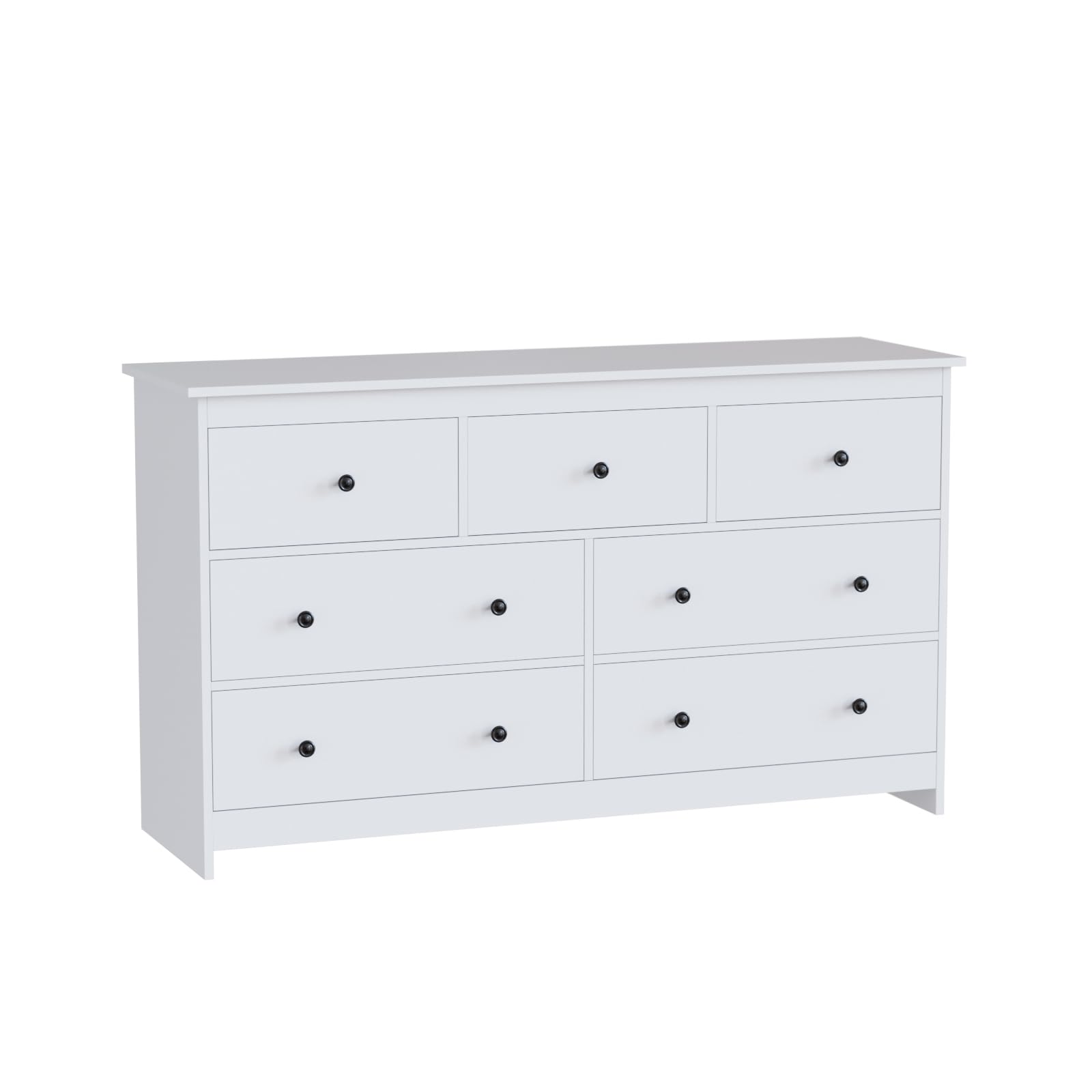 CARPETNAL White Dresser for Bedroom, 7 Drawer Dresser with Wide Drawer and Metal Handles, Woode Dressers & Chests of Drawers for Hallway, Entryway.