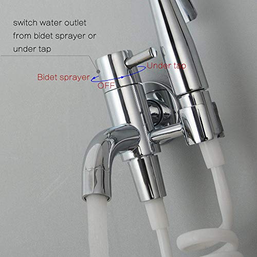 MINJING Bathroom Toilet Bidet Sprayer Kit, Black & Chrome Wall Mounted Bidet Faucet, Solid Brass Cold Water Tap 3 Meter Hose,Black