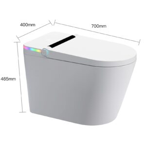 Fefances Smart Toilet with Integrated Bidet Seat - Tankless Design, Auto Lid Open/Close & Flush, Heated Seat for Comfort, Digital Display, Elongated Bowl - Perfect for Modern Bathrooms，White