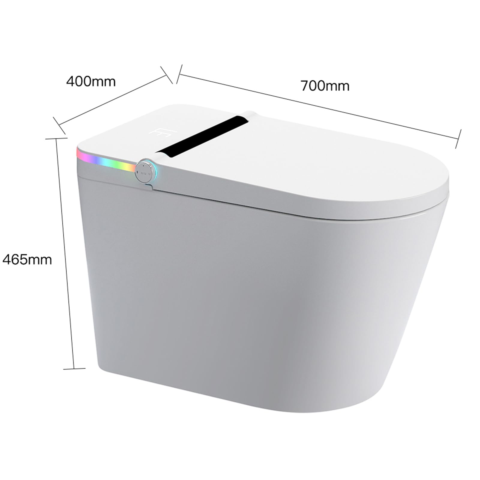 Fefances Smart Toilet with Integrated Bidet Seat - Tankless Design, Auto Lid Open/Close & Flush, Heated Seat for Comfort, Digital Display, Elongated Bowl - Perfect for Modern Bathrooms，White