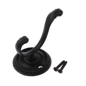 wbangiao heavy duty wall hooks antique hanger sturdy decorative coat racks alloy double hook for hanging hats towels keys.black