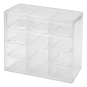 grid storage box dustproof transparent plastic container organizer for jewelry necklace diy art craft (12 compartments)