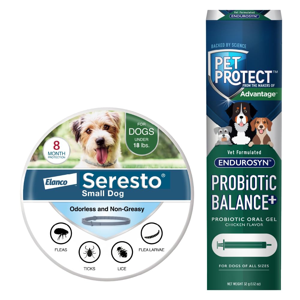 Bundle of Seresto Small Dog Collar for Dogs Under 18 lbs. + Pet Protect Probiotic Dog Supplement Oral Gel 32g