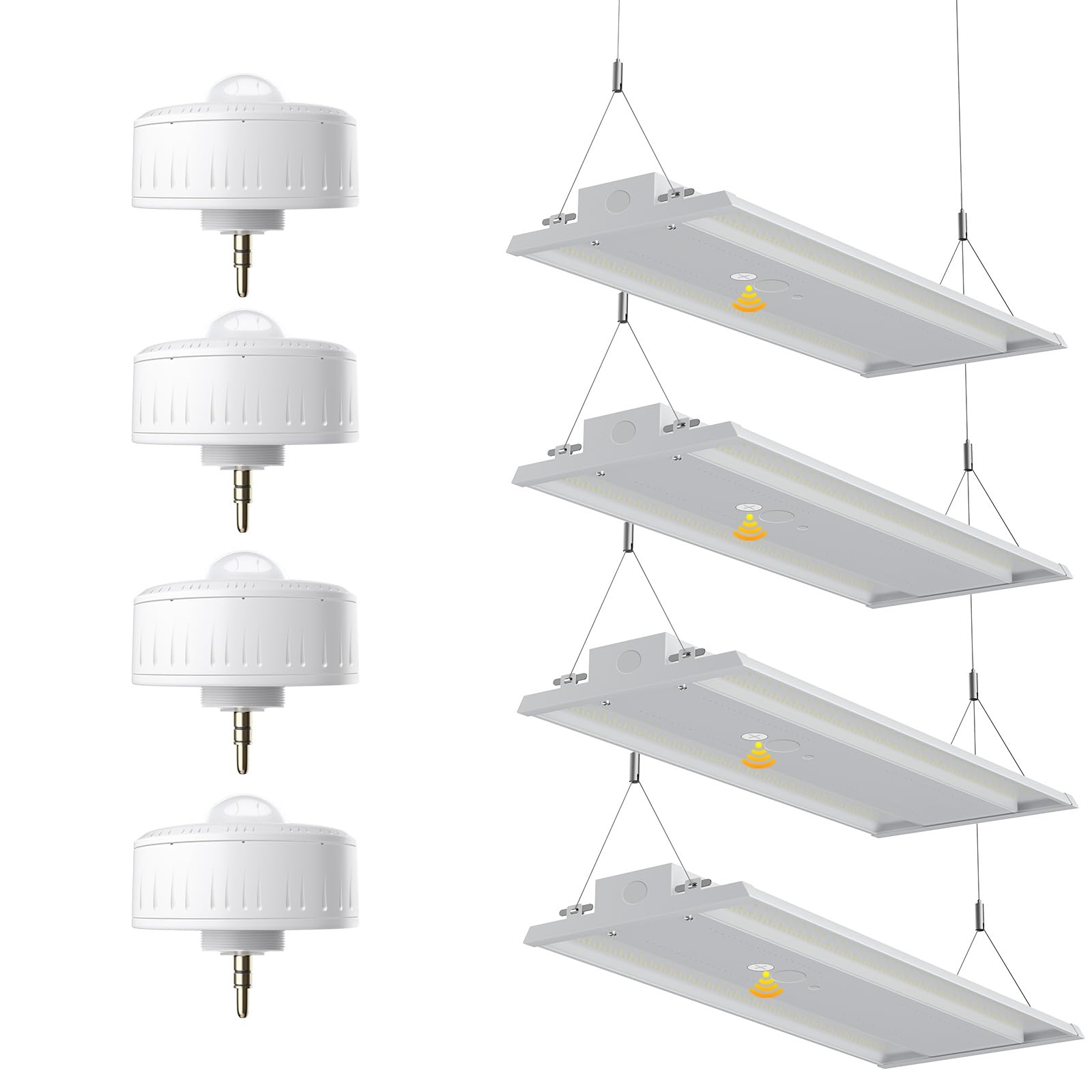 JC-LGL 210W LED Linear High Bay Light with PIR Sensor，LED High Bay Shop Lights Fixture, Compatible with Industrial 120-277V, LED Linear High Bay Light for Shop Garage Warehouse