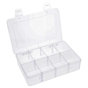 plastic organizer box bead organizer clear snackle box container with dividers 8 grid organizer small tackle box craft storage box for tapes jewelry candies snacks small parts