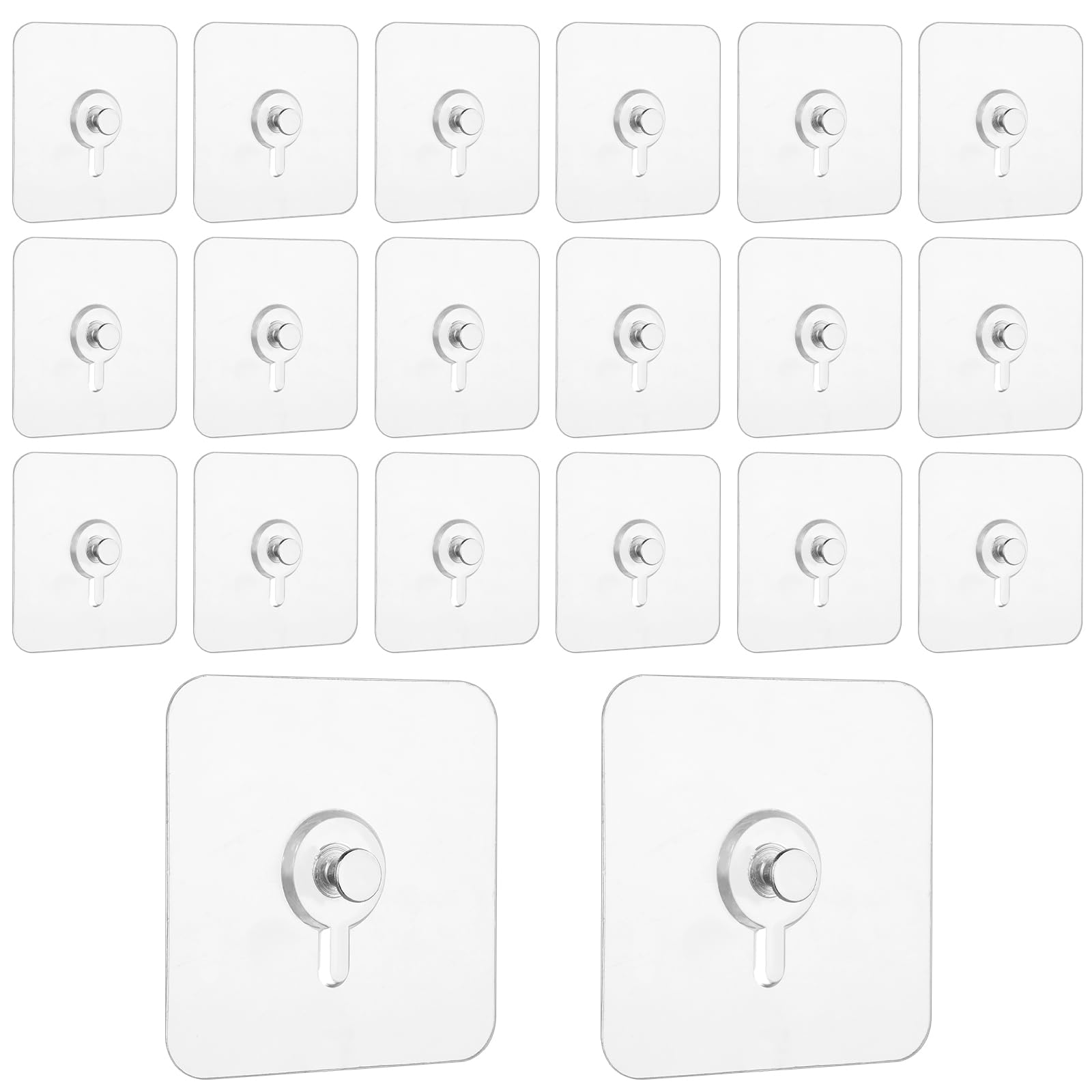 20Pcs Heavy Duty Adhesive Hooks Picture Hangers Without Nails Waterproof Single Nail Free Wall Hangers Reusable Screw Free Sticker No Damage Wall Hooks Hanging for Kitchen Bathroom Home Office Key