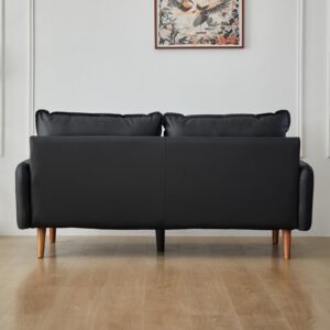 INSTORY Modern Sofa Leather Couch with Wooden Legs for Living Room,Office - Black