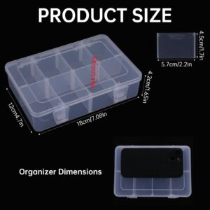 Plastic Organizer Box Bead Organizer Clear Snackle Box Container with Dividers 8 Grid Organizer Small Tackle Box Craft Storage Box for Tapes Jewelry Candies Snacks Small Parts