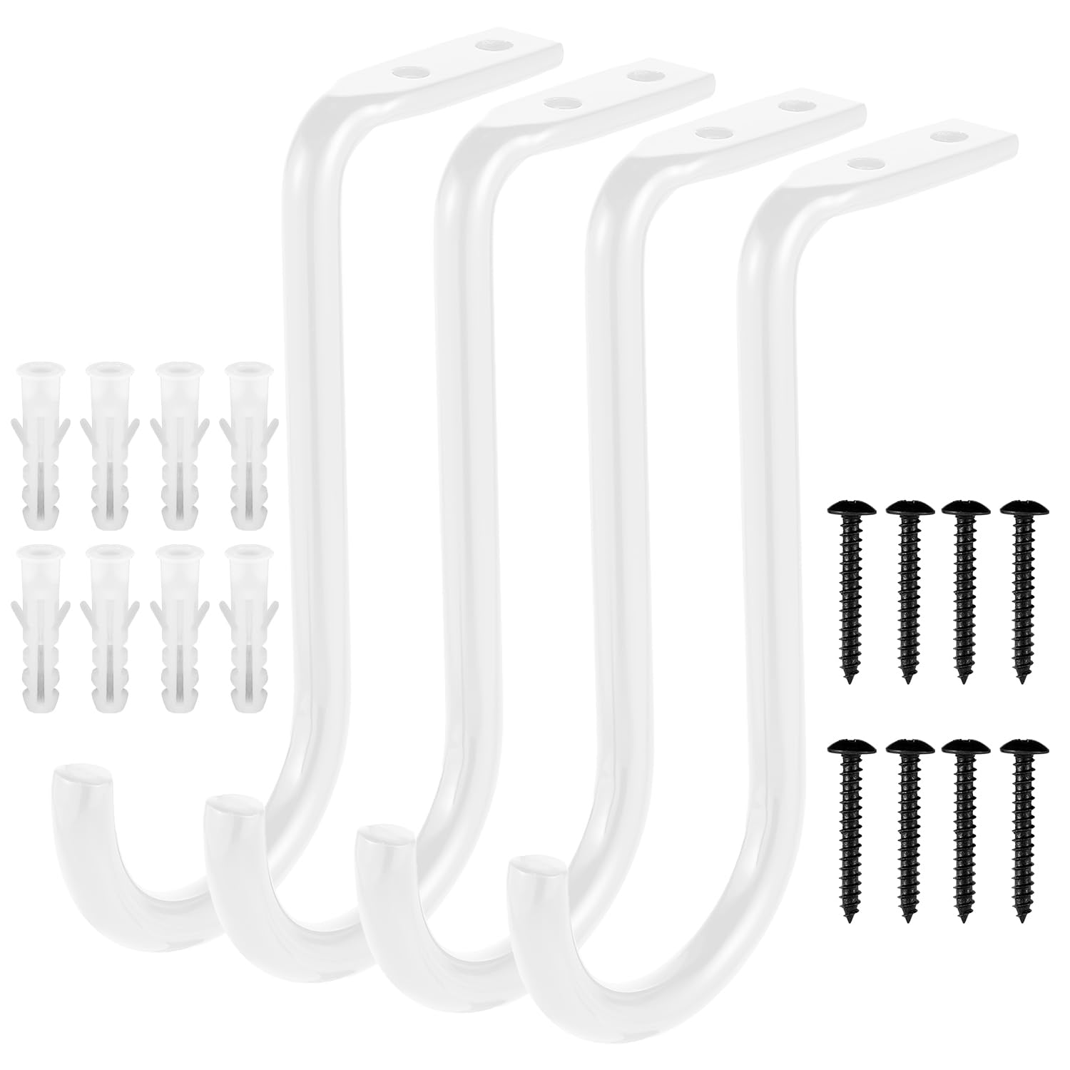 4pcs Closet Rod Hangers, U-Shaped Closet Rod Center Support Wall Mount Closet Rod Heavy Duty Metal Bracket Wall Mount Rod Holders Clothes Storage Supply for Closet Shelf Rod (White)