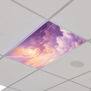 outus 4 pcs fluorescent light cover classroom light cover with 10 magnets light filter magnetic ceiling light cover panel 2 x 4 ft (23.62 x 47.24 in) reduce glare for office school(purple cloud)