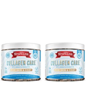 the missing link collagen care dog supplement soft chews for skin & coat, 60-count, 2-pack