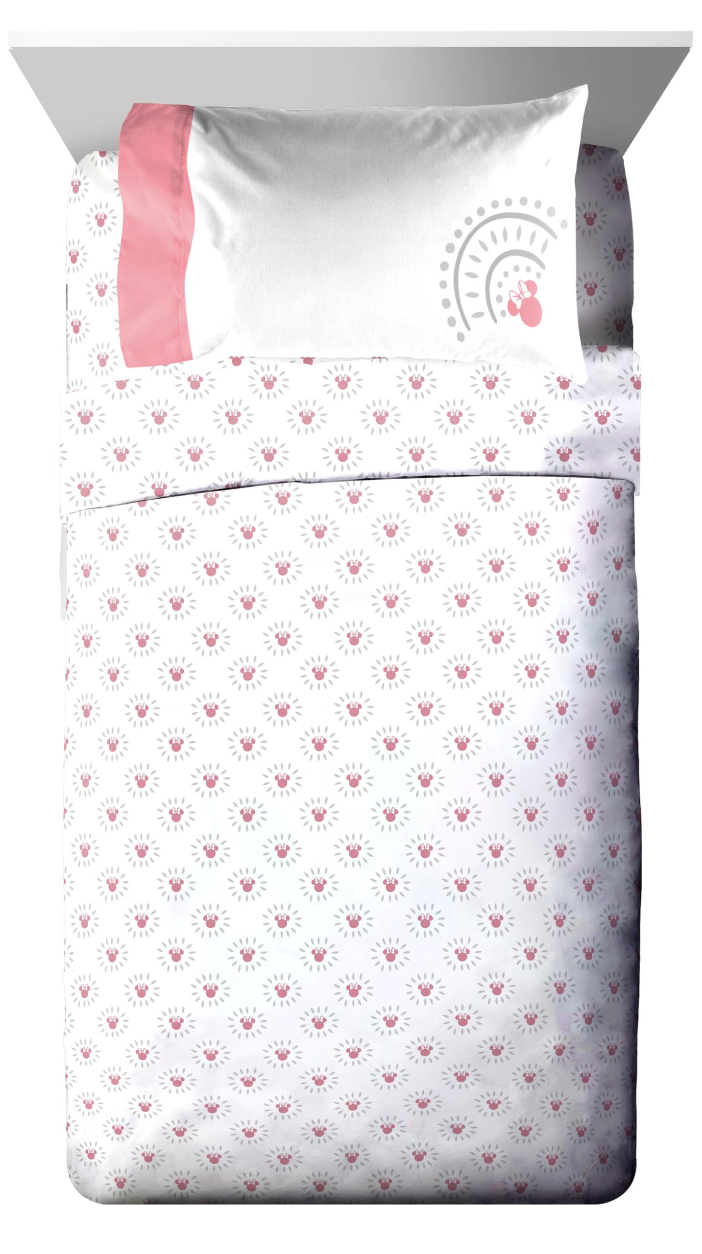 Jay Franco Disney Minnie Mouse Twin Comforter Set - 5 Piece Bedding Includes Sheet Set & Pillow Covers - Super Soft Cozy Pink Mandala Bedding